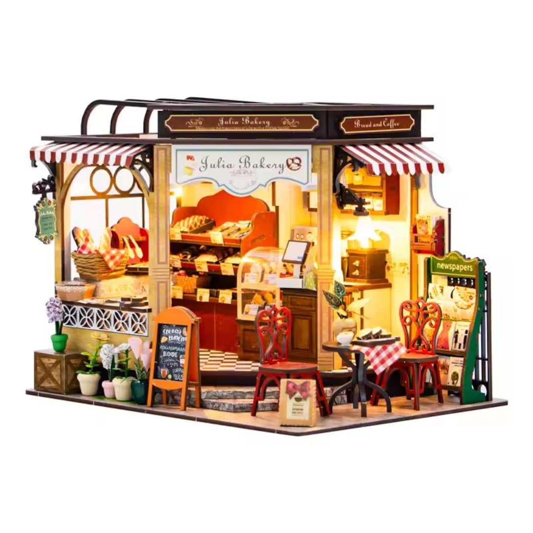 Julia Bakery Wizardi DIY Miniature Kit - Cozy Artisan Bakery With Cakes ...