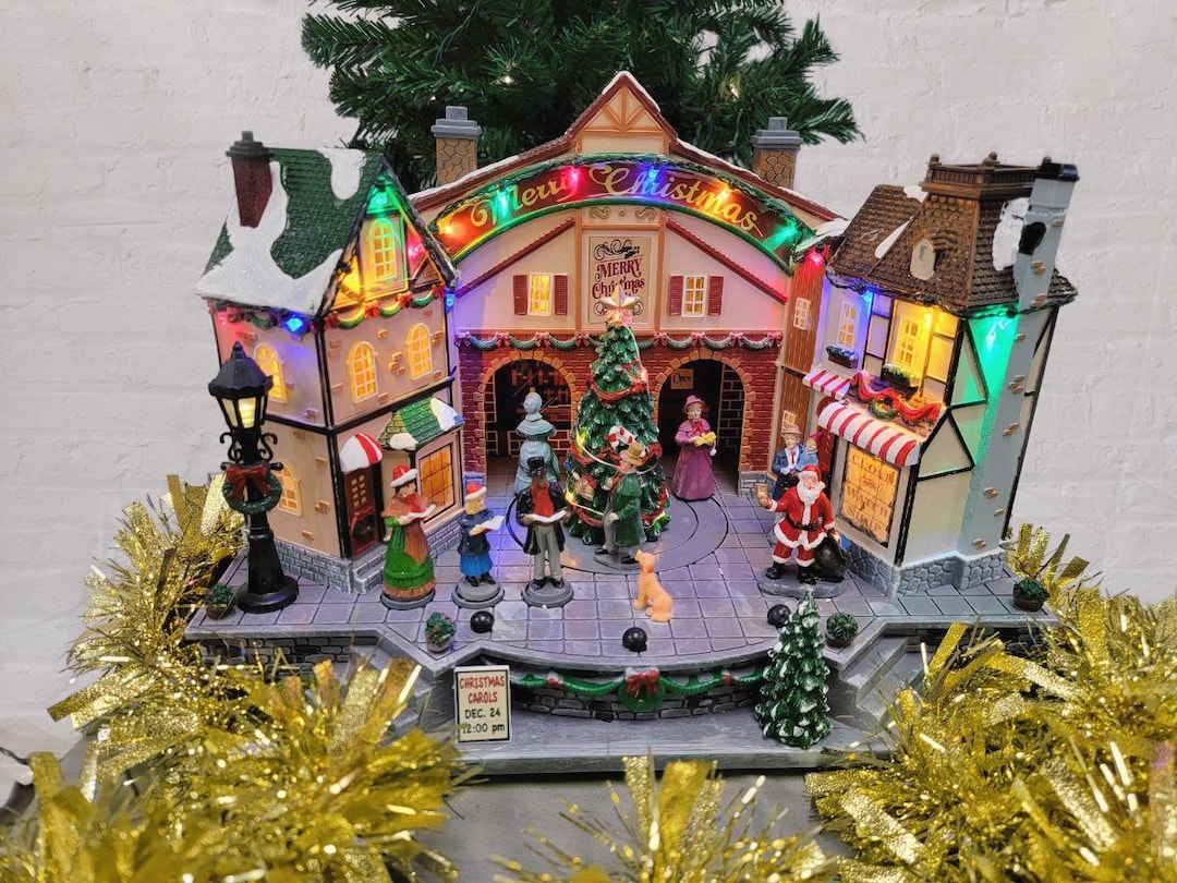 Charming Christmas Village Town Square With LED Light. Holiday Display ...