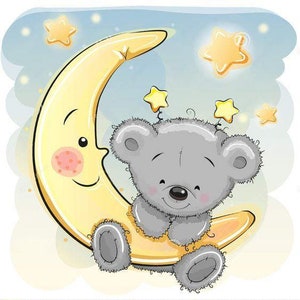 Teddy Bear With Moon Diamond Painting Set by Crafting Spark. Fantasy ...