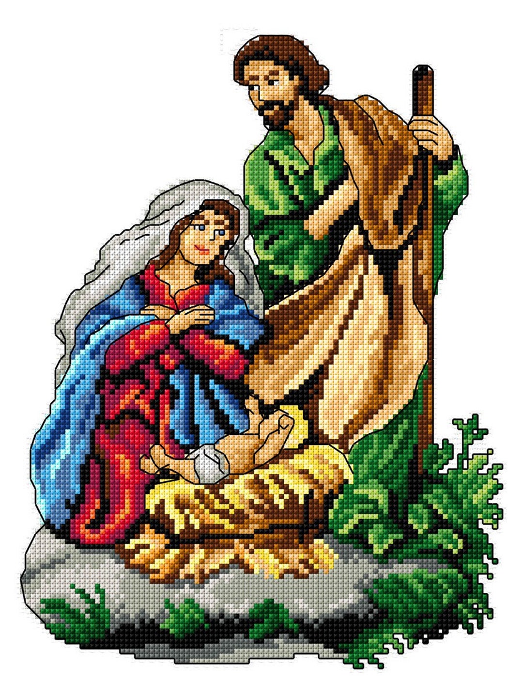 Christ Birth Nativity Scene - Cross-stitch Kit on the Plastic Canvas ...
