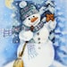 Christmas Snowman Cross Stitch Postcard for Gifts. Embroidery. - Etsy