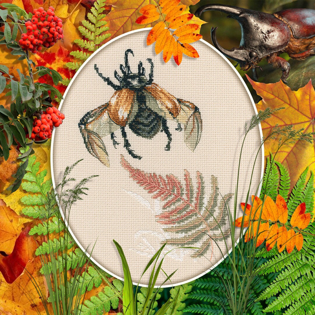 Bug's Fly Cross Stitch Kit. Insect Cross-stitch Pattern on Aida 14ct ...