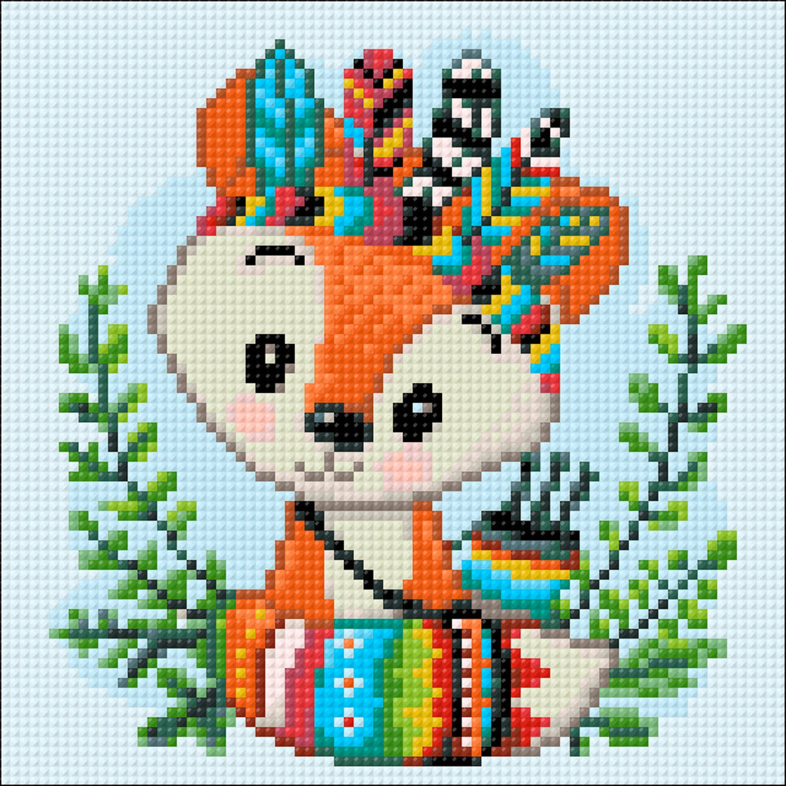 Fox Diamond Painting Set by Wizardi. Diamond Art Beginner Kit. - Etsy