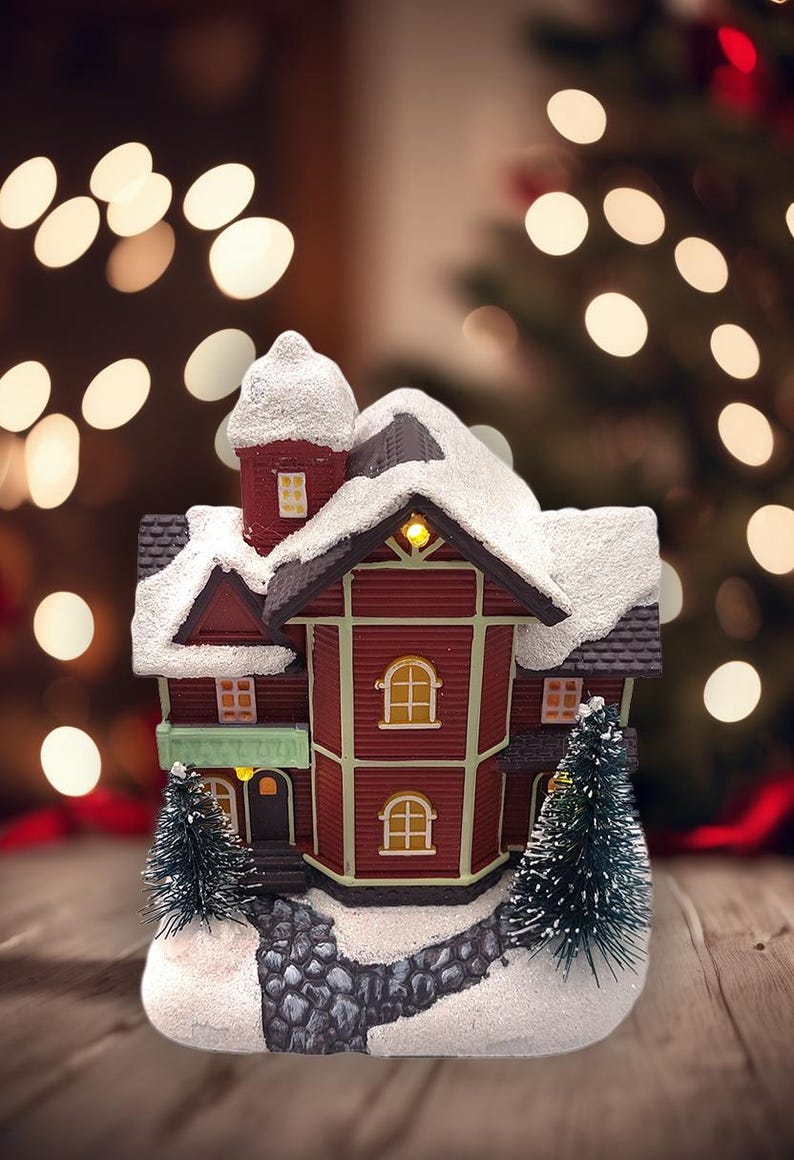 Snow-covered Christmas House. Holiday House With Festive Details ...