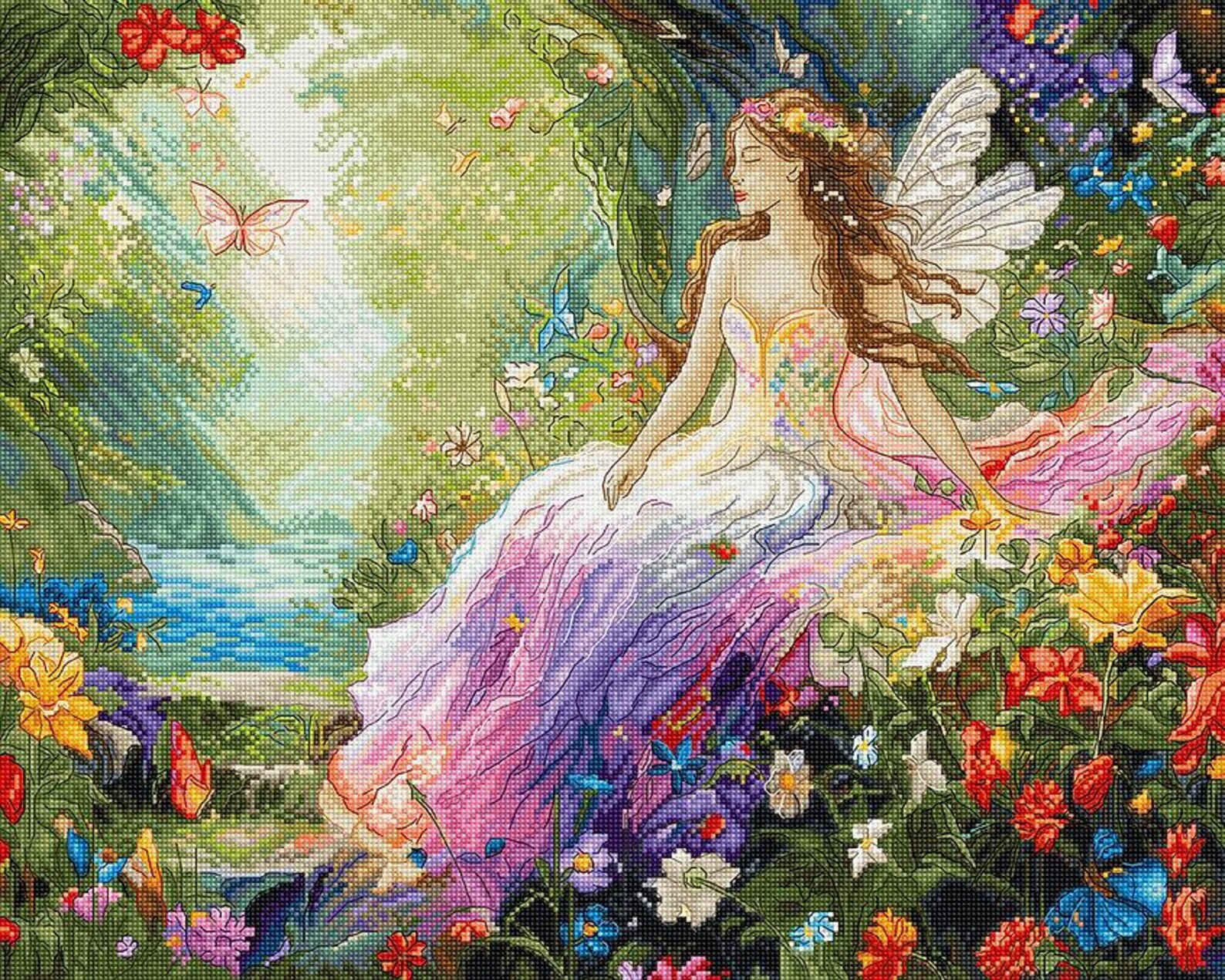 Enchanted Spring Counted Cross Stitch Kit – Fairy in Flower Garden ...