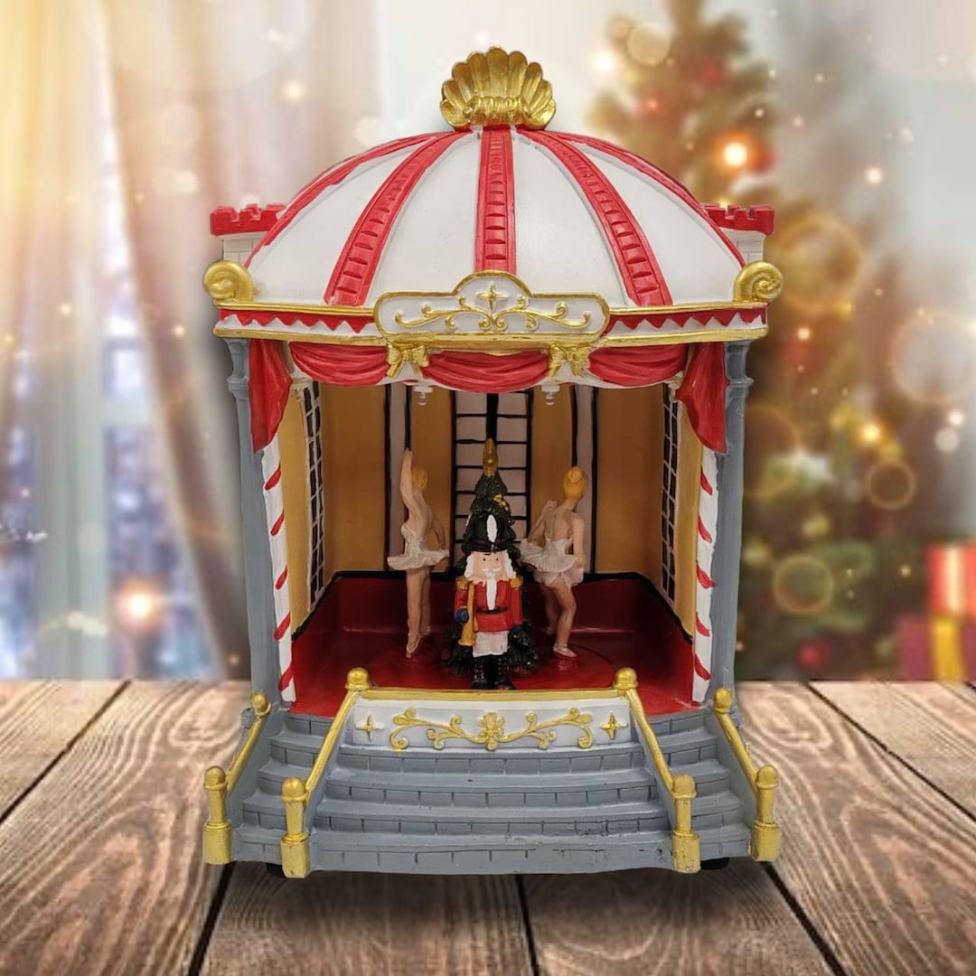 Christmas Carousel With Lights and Festive Characters. Animated ...