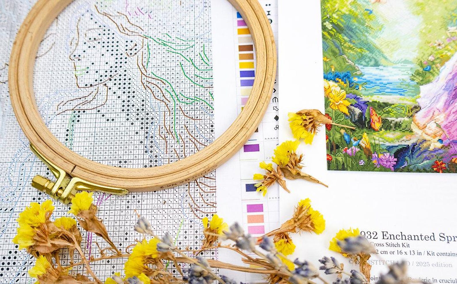 Enchanted Spring Counted Cross Stitch Kit – Fairy in Flower Garden ...