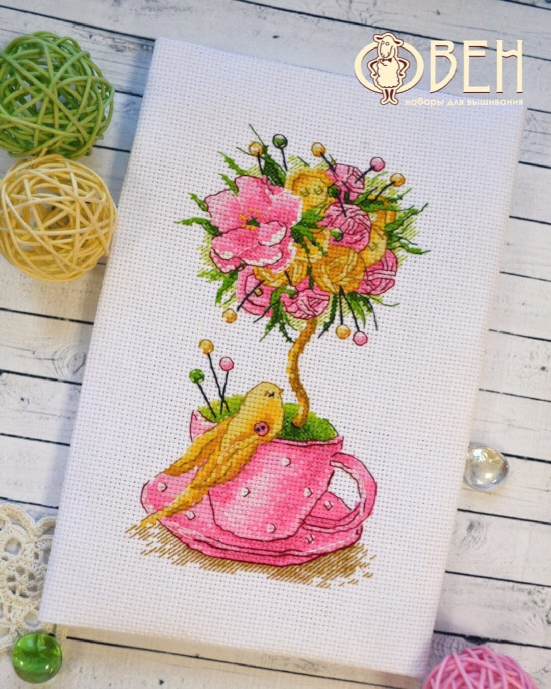Joy Topiary - Flowers With Bird Counted Cross-stitch Kit on Aida 14 ...