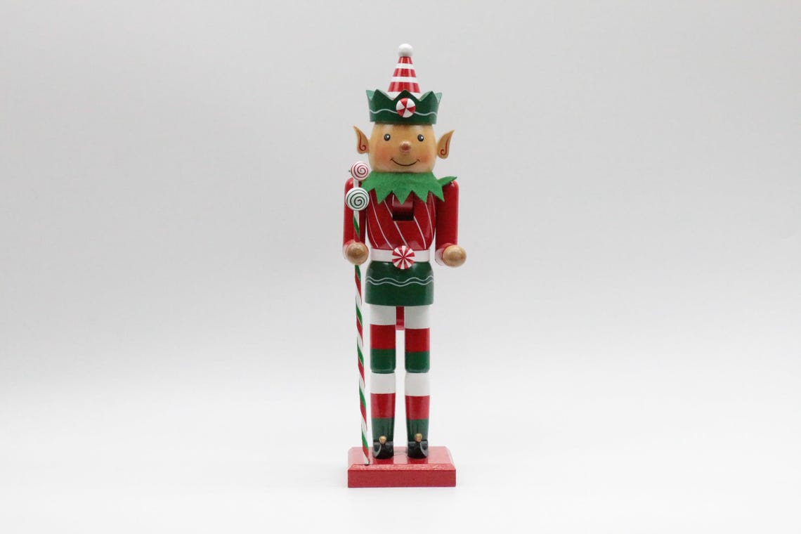 Set of 2 Christmas Nutcrackers - Santa and Elf Wooden Decorations for ...