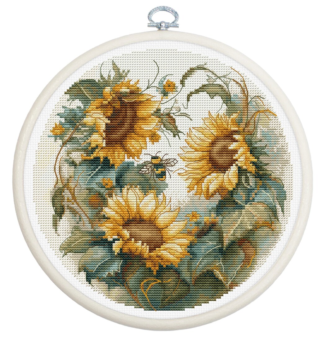 Sunflower Bouquet Cross-stitch Kit on Aida 16 Count Canvas. Spring ...