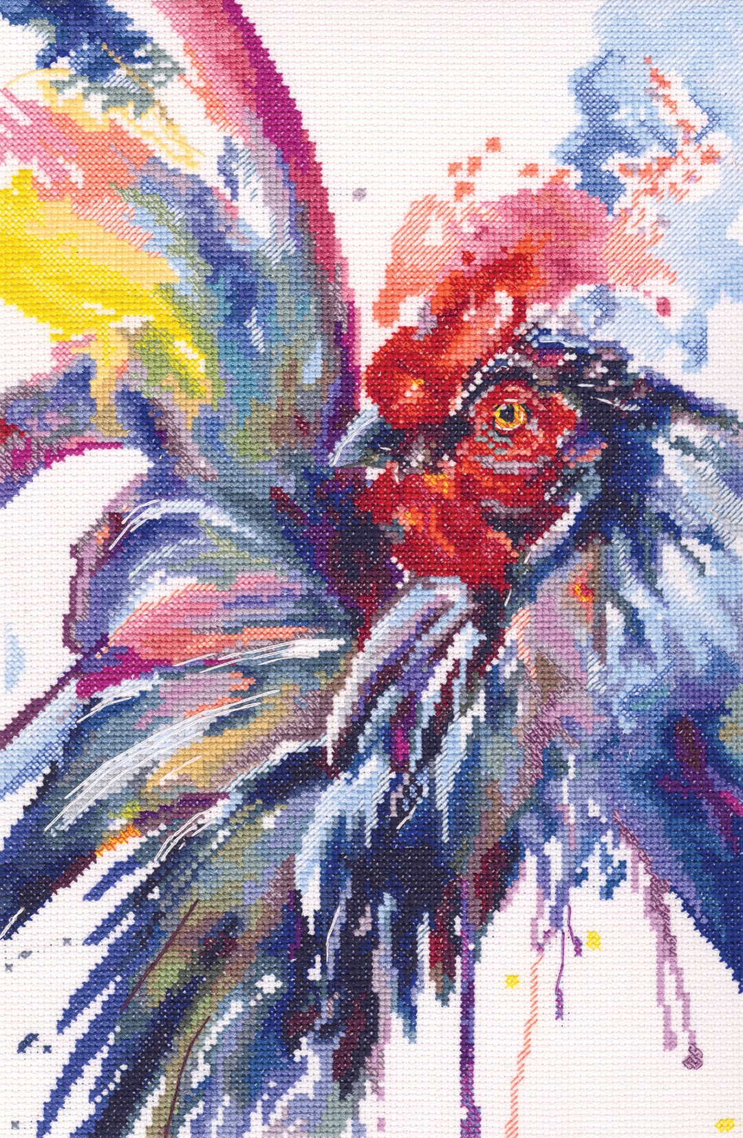 Colorful Rooster Cross Stitch Kit. Cross Stitch Pattern on Aida 14 ...