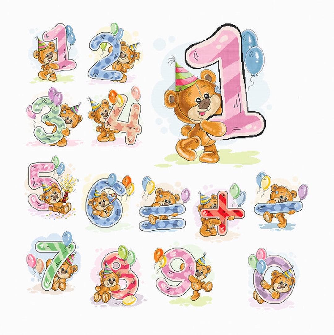 Baby Born Birthday Sampler With Numbers Cross-stitch Kit on Aida 18 ...