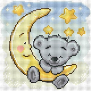 Teddy Bear With Moon Diamond Painting Set by Crafting Spark. Fantasy ...