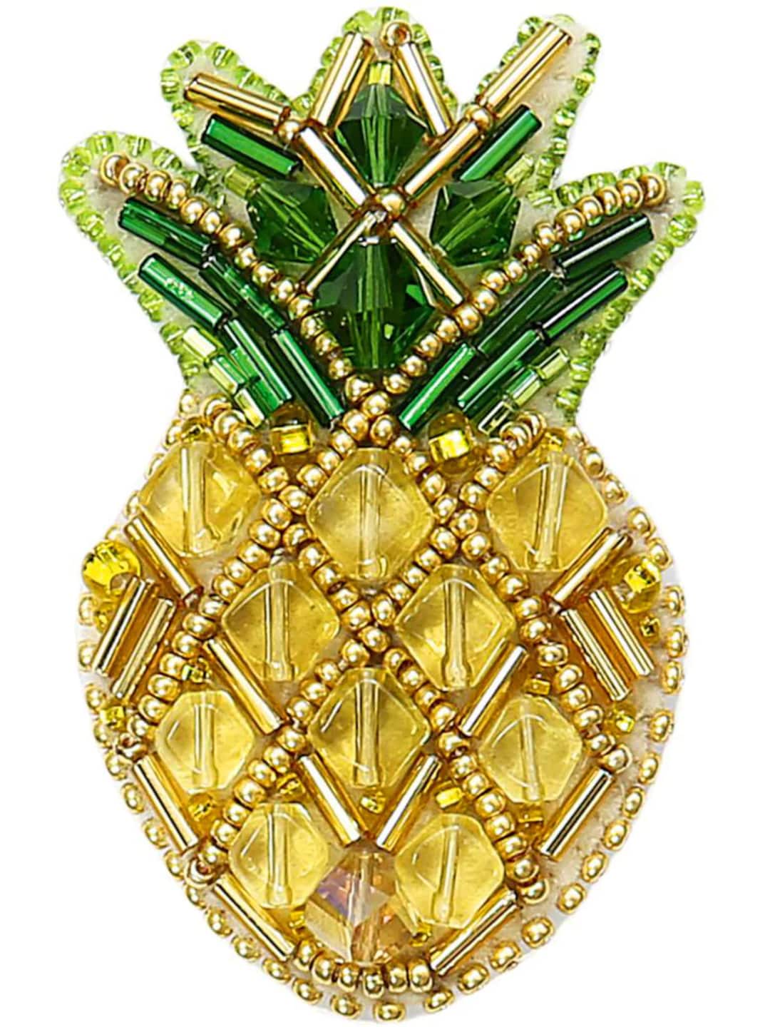 Pineapple Brooch DIY Beading Kit. Handmade Jewelry Making Kit. Bead Embroidery Kit. Seed Beeded ...