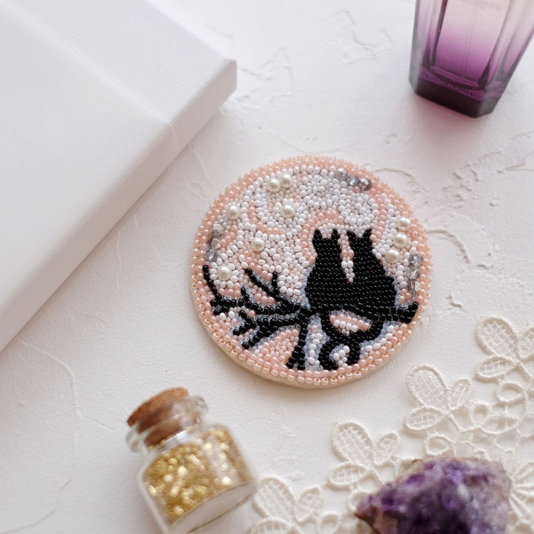 Black Cats DIY Beading Kit. Handmade Jewelry Making Kit. Bead ...