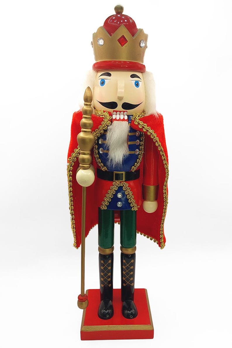 Set of 2 Nutcracker King Figures 14.96 In. Classic Wooden Christmas ...