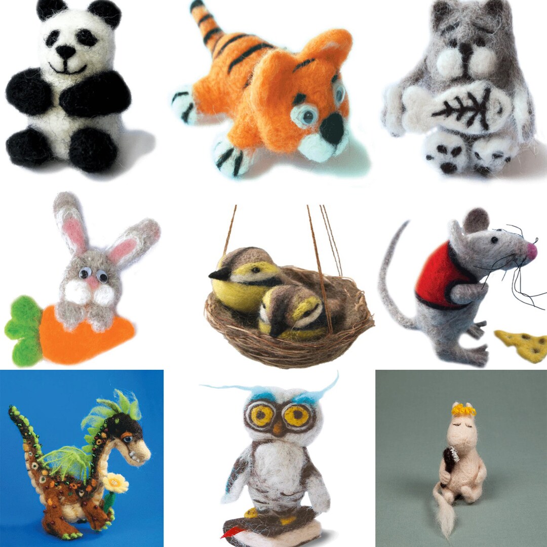 Easy Needle Felting Kits. Cute Animal Toy Kits Craft for Beginners. DIY ...