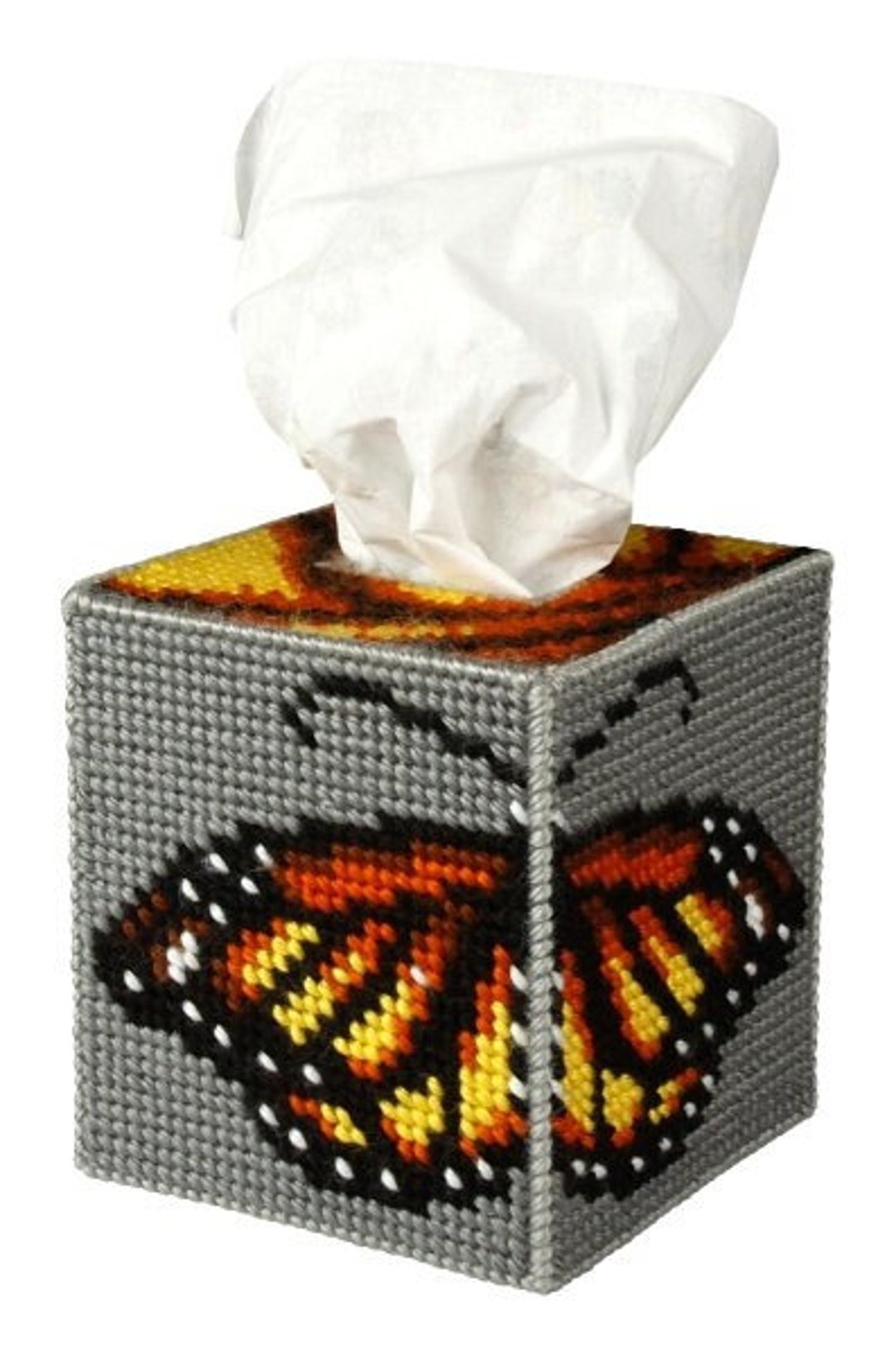 Tissue Box Cover Butterflies - Needlepoint Half Stitch on the Plastic ...