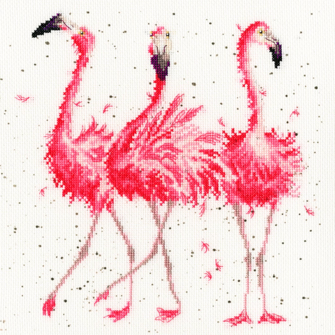 Pink Flamingos. Birds Counted Cross-stitch Kit on Aida 14 Count Canvas ...