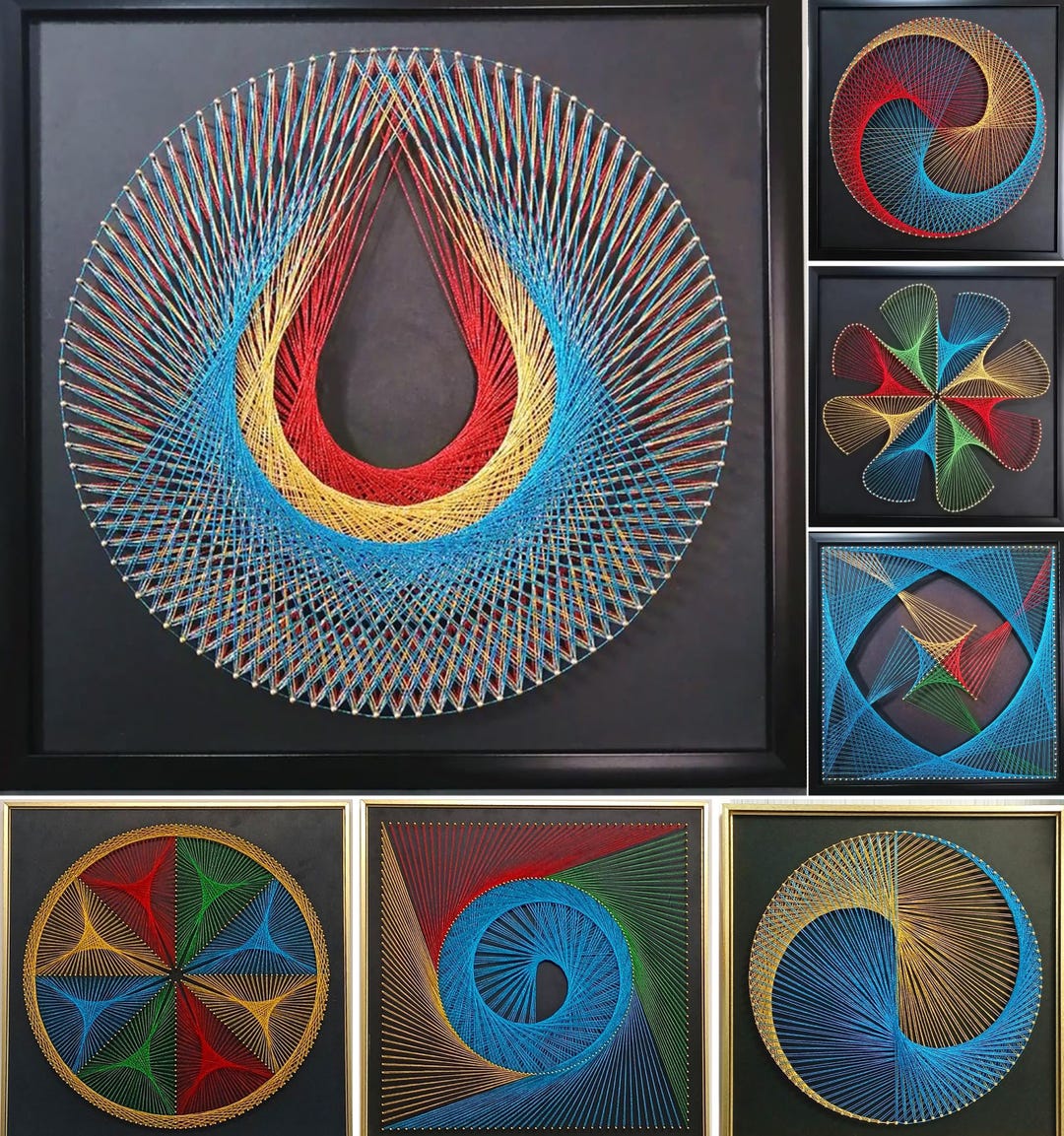 String Art DIY Kit - Geometry Nail Painting. Abstract Geometric Designs ...