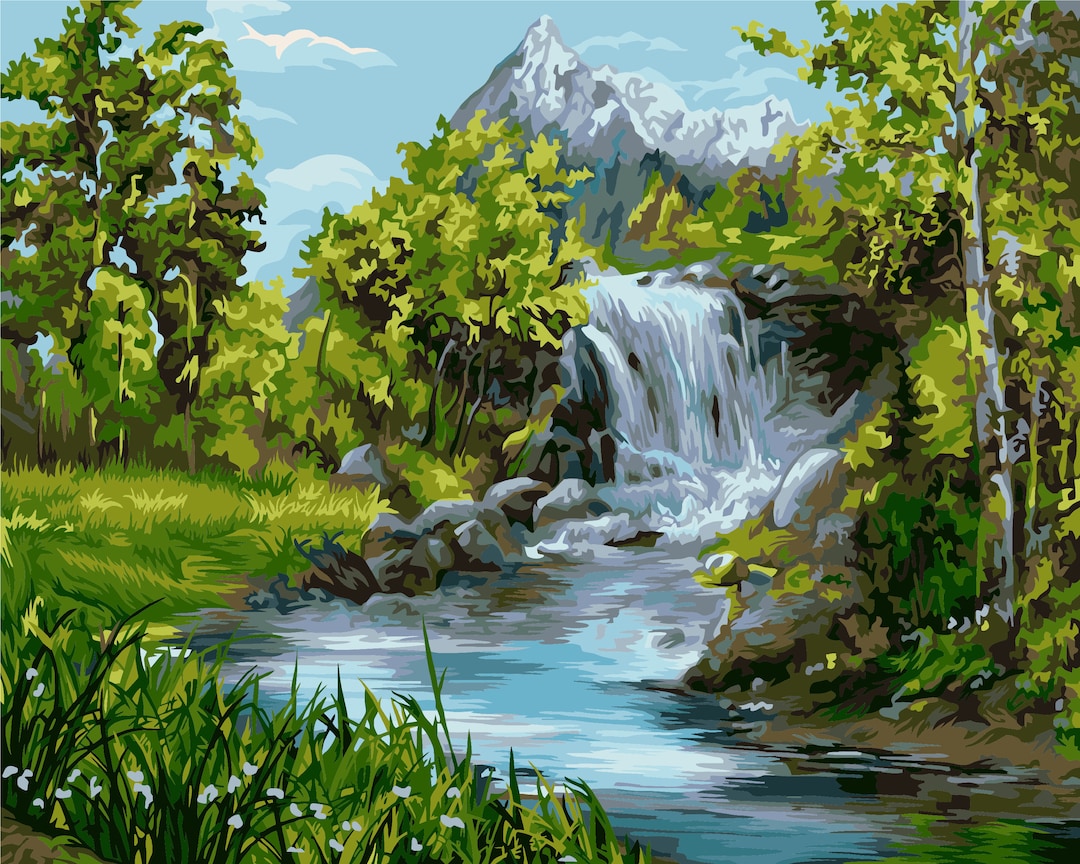 Paint by Numbers Kit Waterfall A112 19.69 X 15.75 in DIY - Etsy