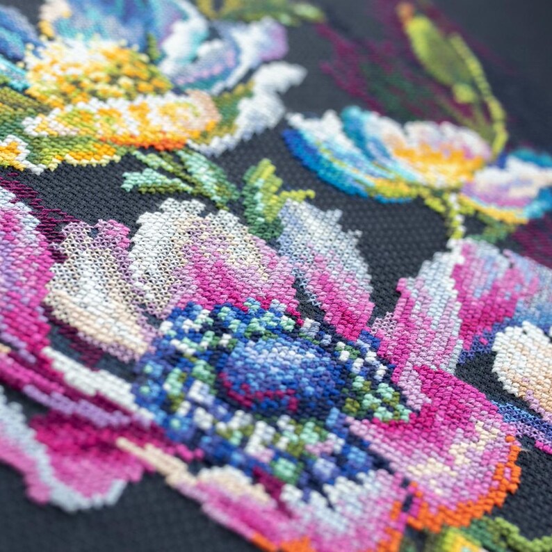 The Secret of Anemones - Counted Cross-stitch Kit. Floral Pattern on ...