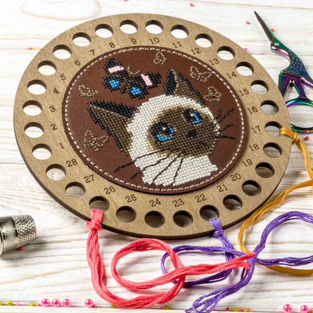 Kitten Plywood Thread / Floss Organizer. Cat Cross Stitch Kit on ...