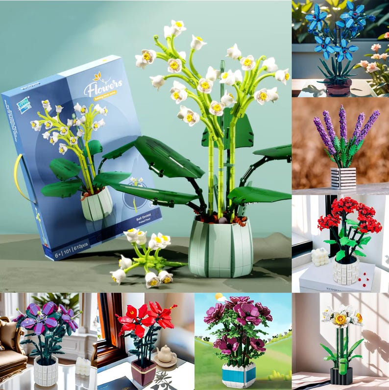 Potted Flower Building Brick. DIY Flower Building Kit. Potted Flower ...