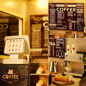 Wizardi Roombox Kit - Cafe. DIY Home Decor Dollhouse Kit With Furniture ...