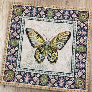 Yellow Butterfly Cross-stitch Kit on Aida 16 Count Canvas. Monochrome ...