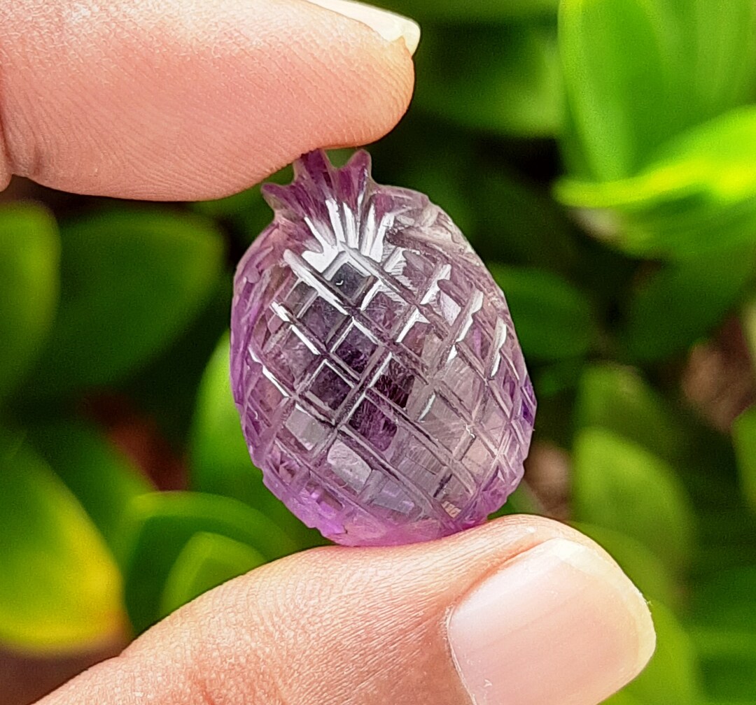 49 Ct Natural Purple Amethyst Pineapple Carving Crystal Gemstone - Etsy