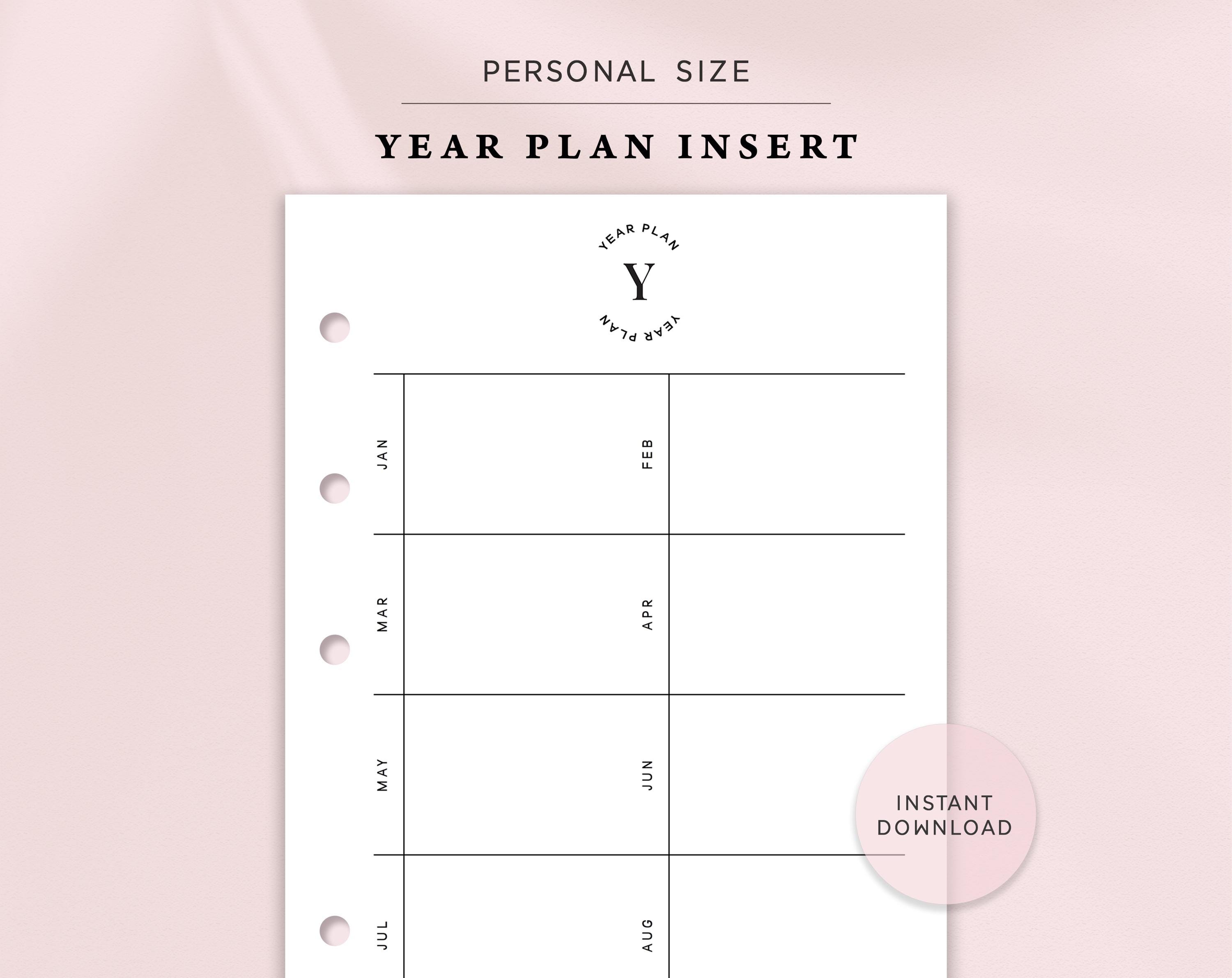Year Plan Printable Planner Insert Personal Size Yearly Goals Yearly ...