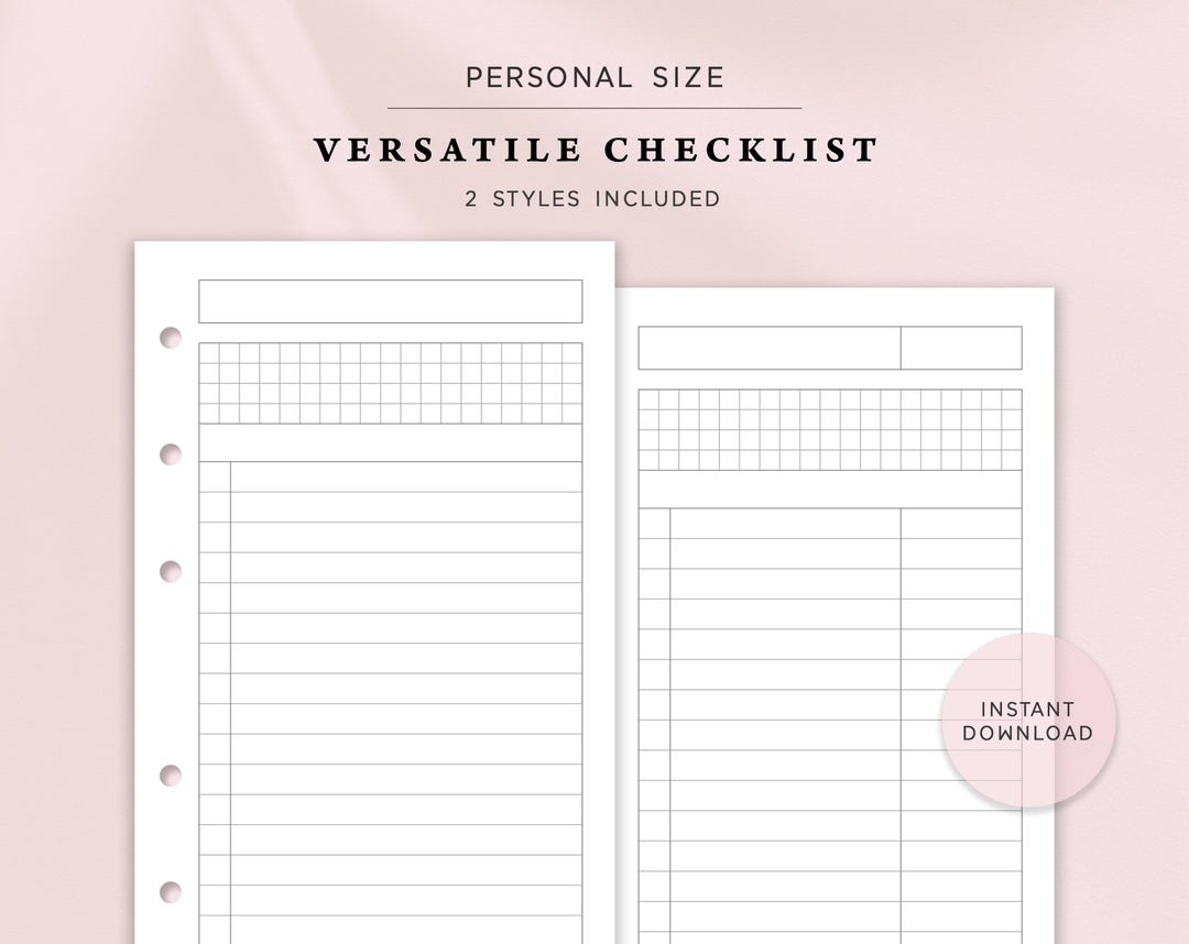 Printable Checklist Insert ,personal Size, to Do List Template, Task ...
