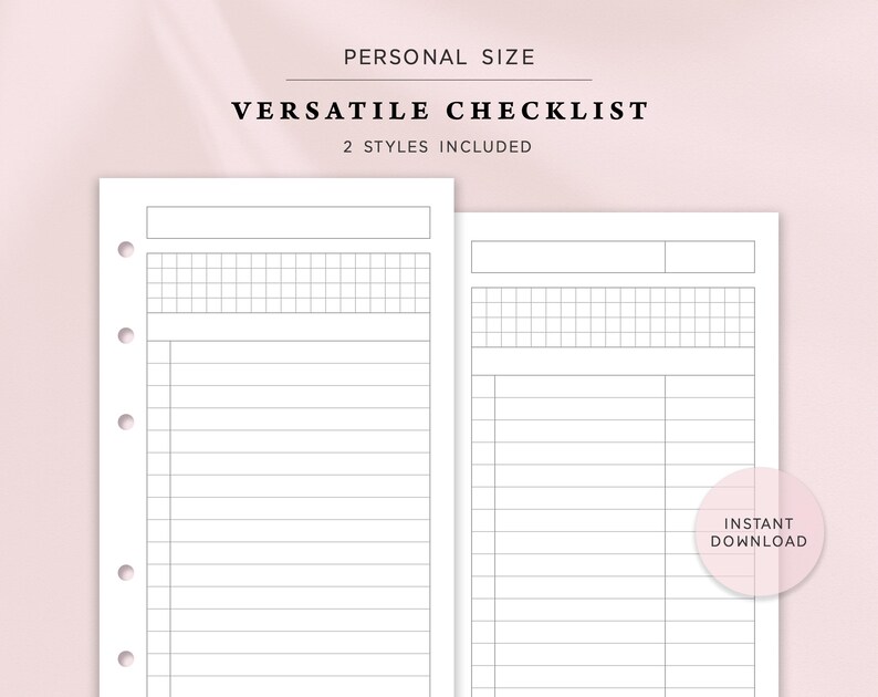 Printable Checklist Insert ,personal Size, to Do List Template, Task ...