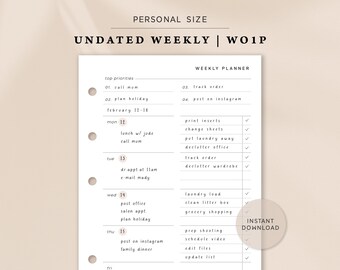 Digital Personal Size Undated WO1P Weekly Highlights Insert - Etsy