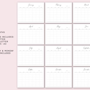 Blank Monthly Calendar Printable, Monthly Landscape Template, US Letter ...