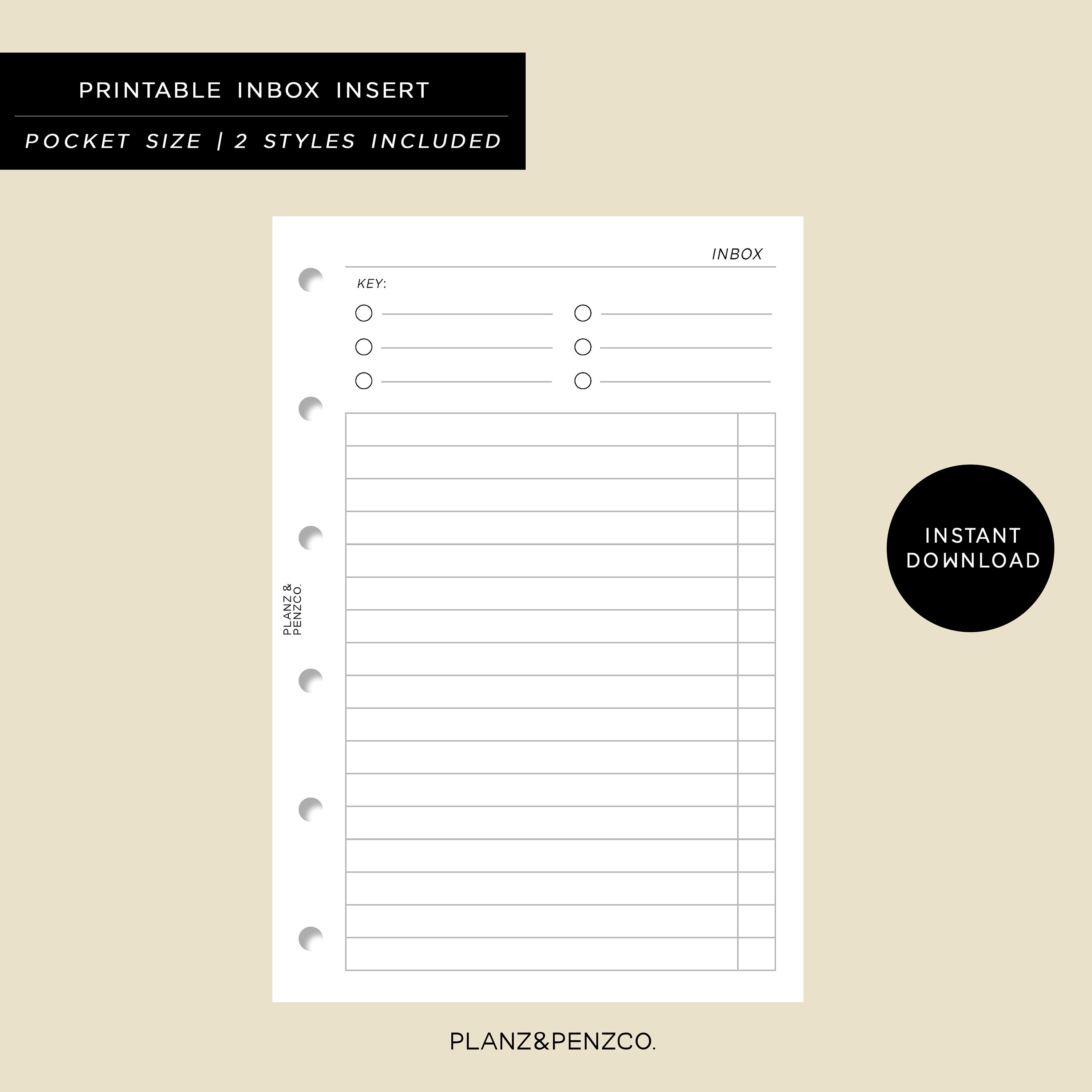Printable Inbox Insert Pocket Size Inbox Tracker Insert Get It Done ... Printable Inbox Insert Pocket Size Inbox Tracker Insert Get It Done ...
