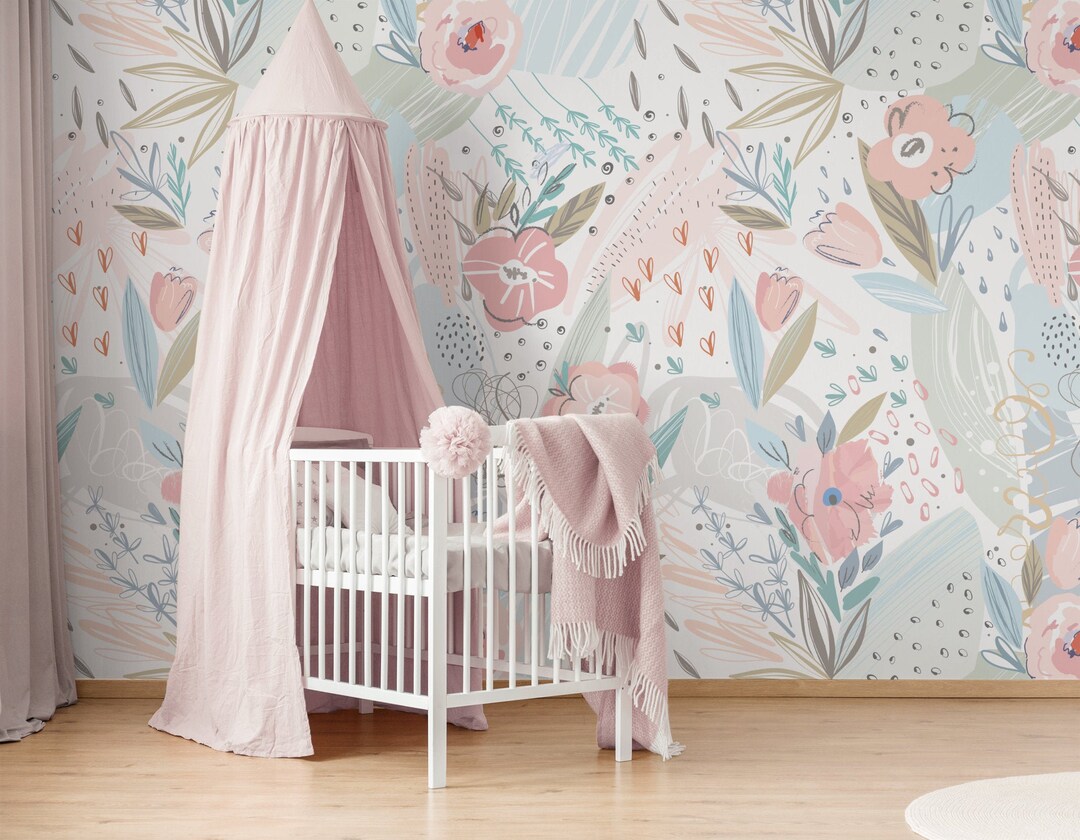 Floral Repositionable Wallpaper, Peel & Stick Wallpaper, Self Adhesive ...