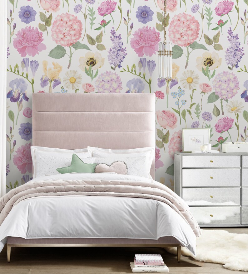 Floral Repositionable Removable Wallpaper, Floral Peel & Stick ...