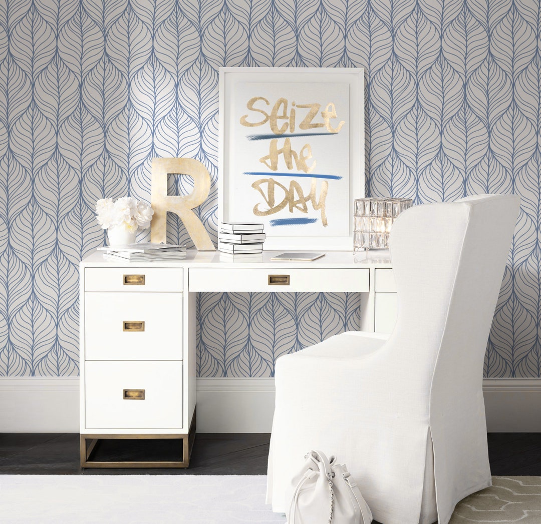 Hand Drawn Leaf Pattern Repositionable Removable Wallpaper, Peel ...