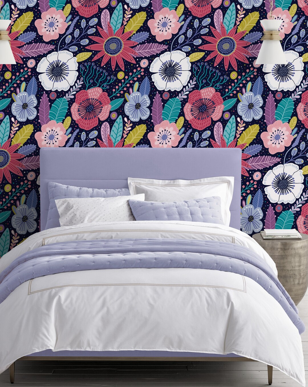 Floral Repositionable Wallpaper, Peel & Stick Wallpaper, Self Adhesive ...