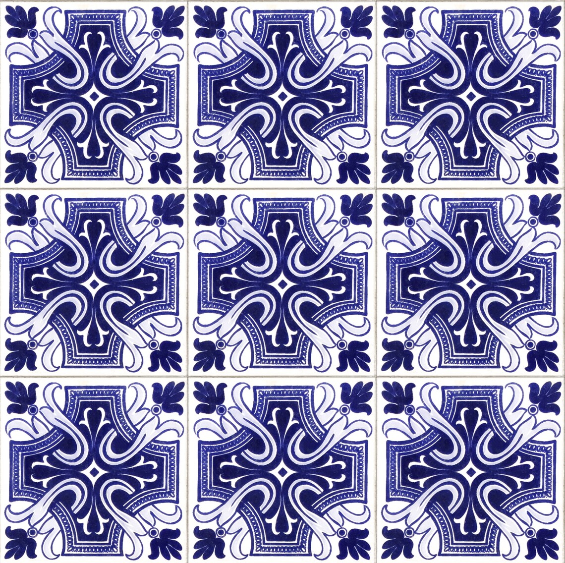 Blue Moroccan Tile Repositionable Removable Wallpaper Peel & - Etsy