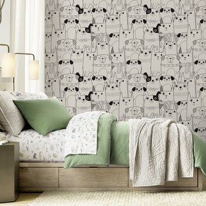 Dogs Puppies Repositionable Removable Wallpaper, Peel & Stick Wallpaper ...