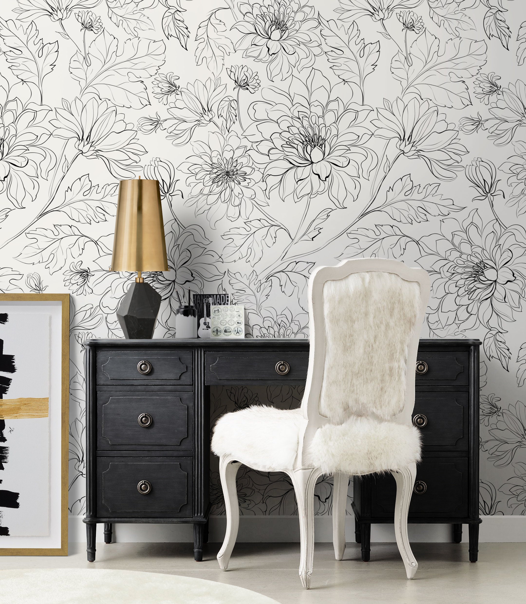 Floral Repositionable Removable Wallpaper, Floral Peel & Stick ...