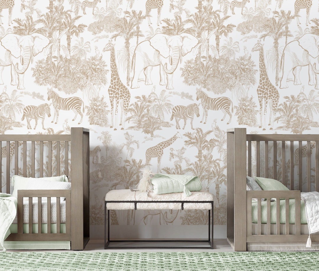 Vintage Safari Animals Self-adhesive Removable Wallpaper, Peel & Stick ...
