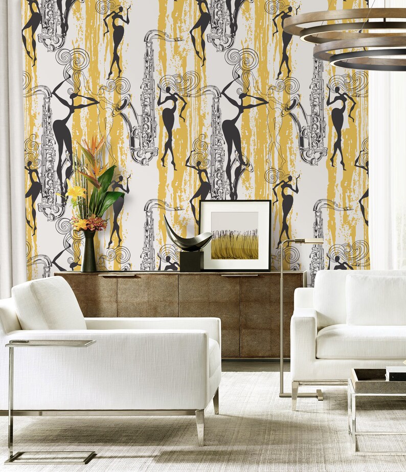 Jazz Themed Repositionable Removable Wallpaper Peel and Stick - Etsy