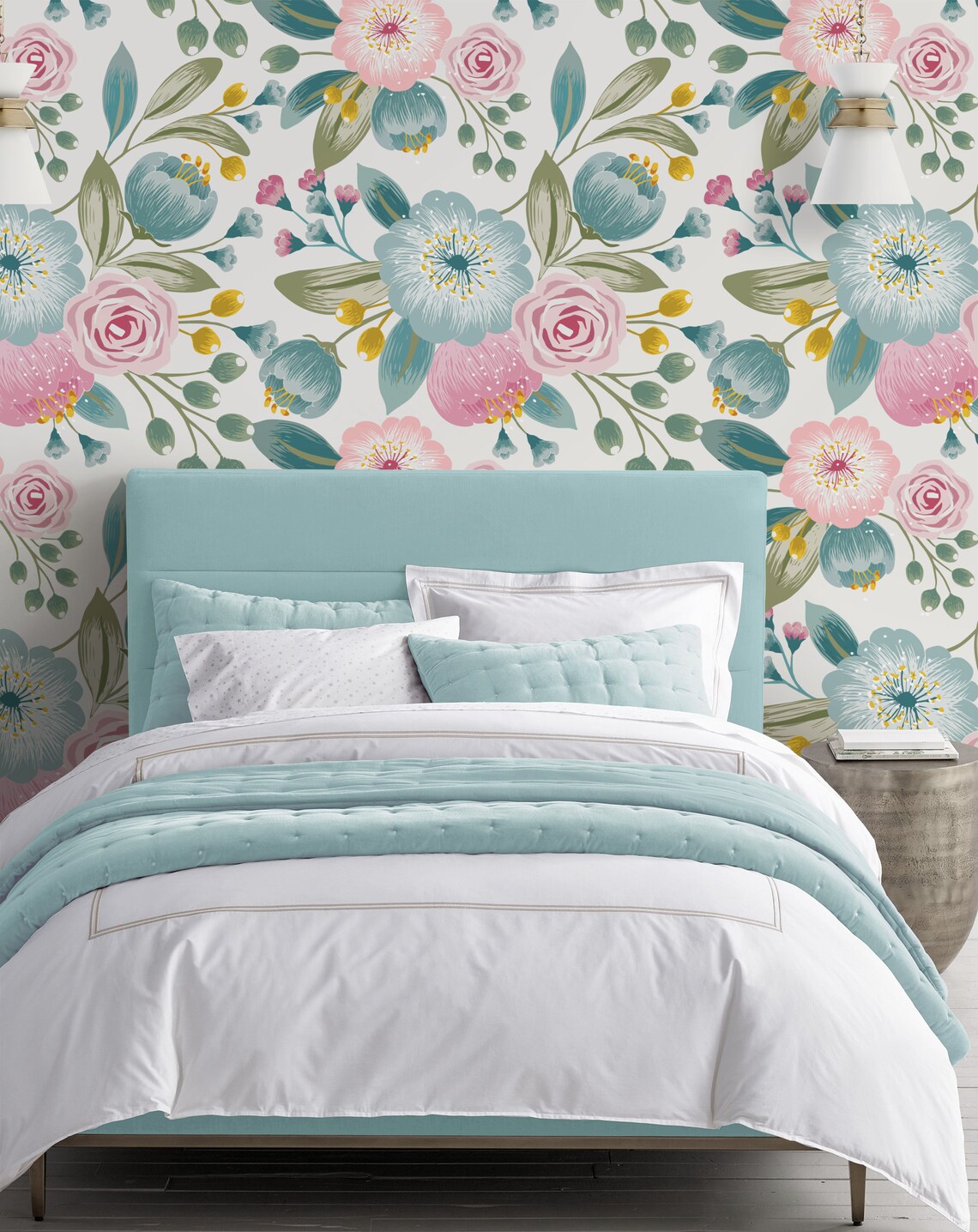 Floral Repositionable Wallpaper, Peel & Stick Wallpaper, Self Adhesive ...