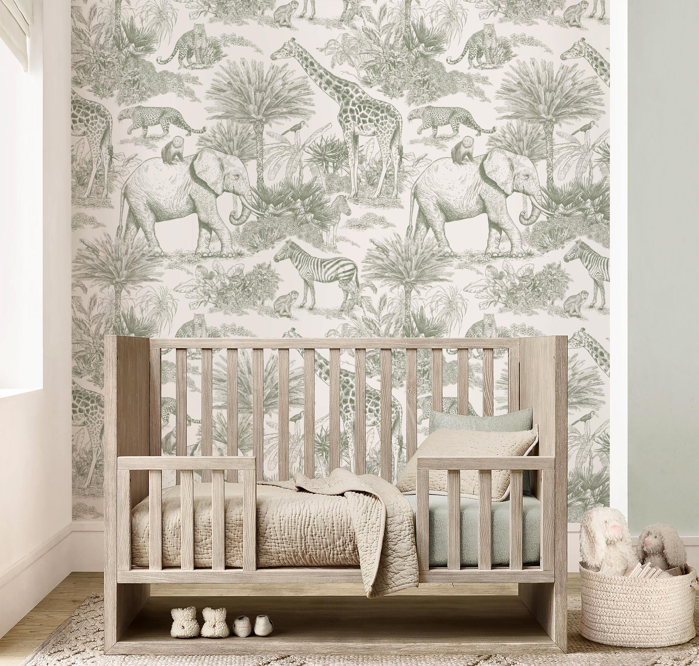Vintage Safari Animals Self-adhesive Removable Wallpaper, Peel & Stick ...