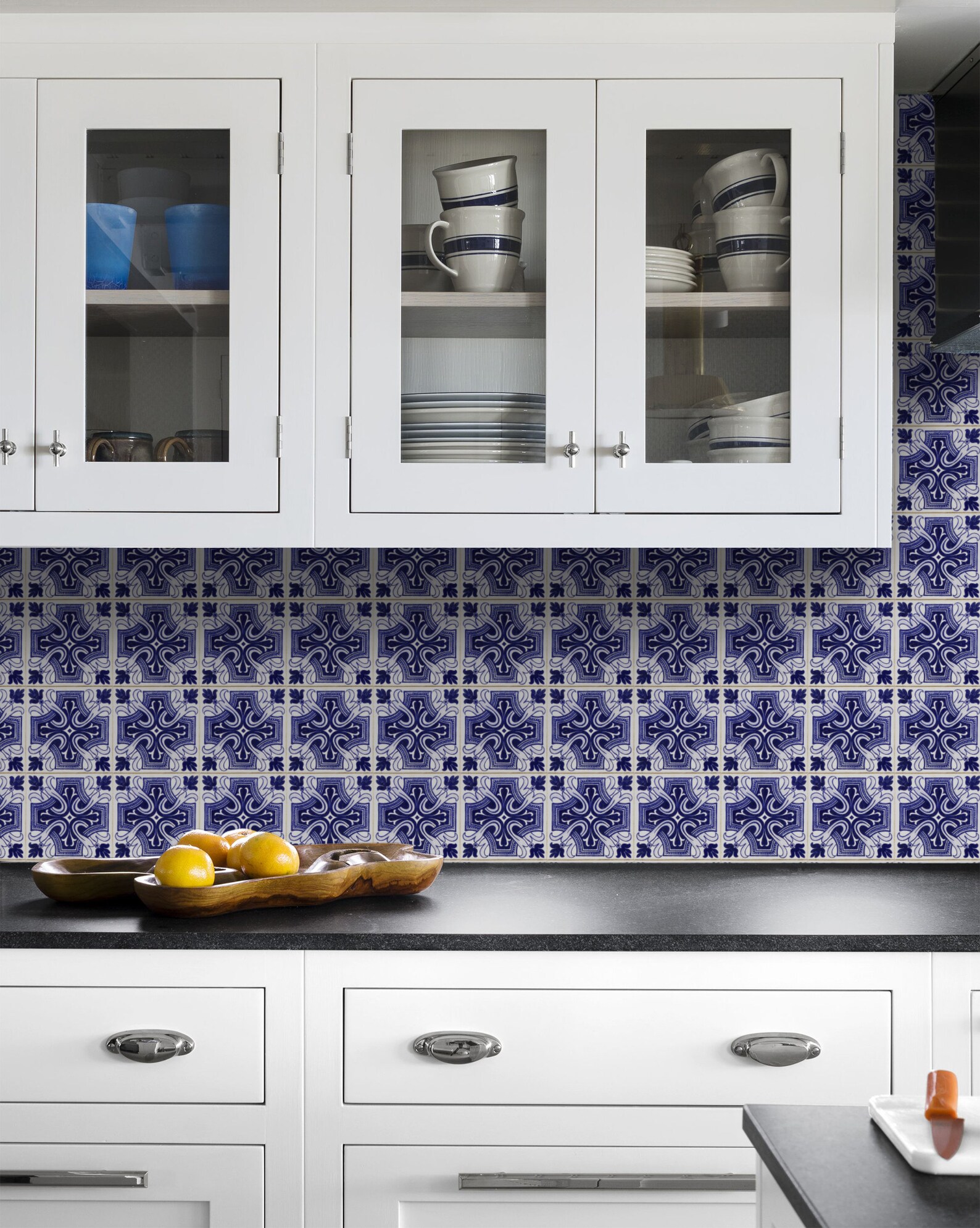 Blue Moroccan Tile Repositionable Removable Wallpaper Peel & - Etsy