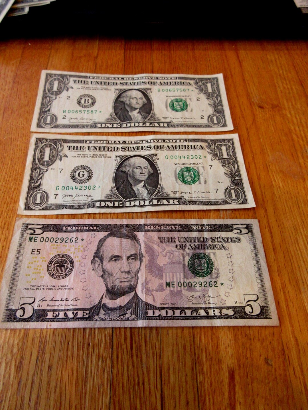 Lot THREE Low Number Star Dollar Error Bills Federal Reserve Note ...